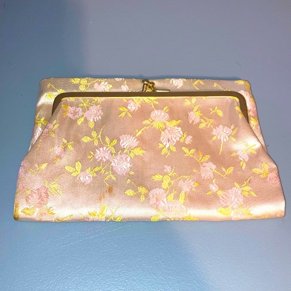 Vintage | Bags | Vintage 95s Light Pink Flower Wallet With Kiss Lock ...